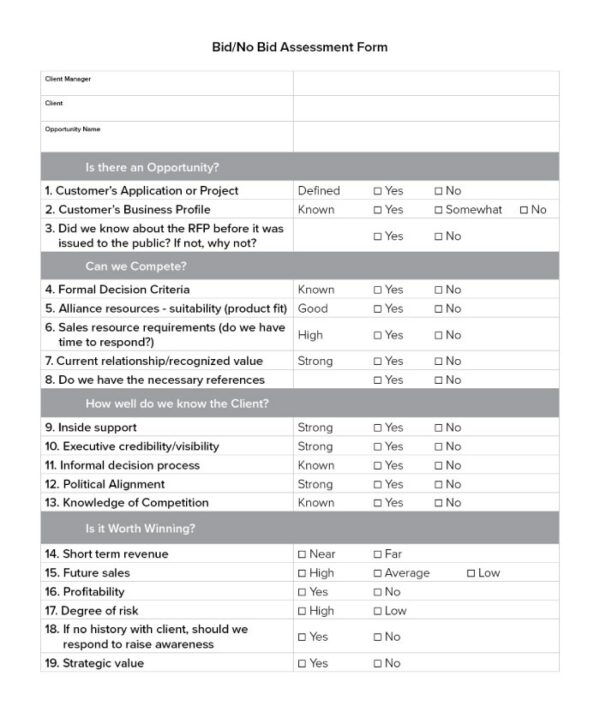 Proposal Decision Process – To Bid or Not to Bid